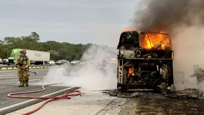 Fire ignites inside tour bus on I-75 in Marion County - Ocala-News.com