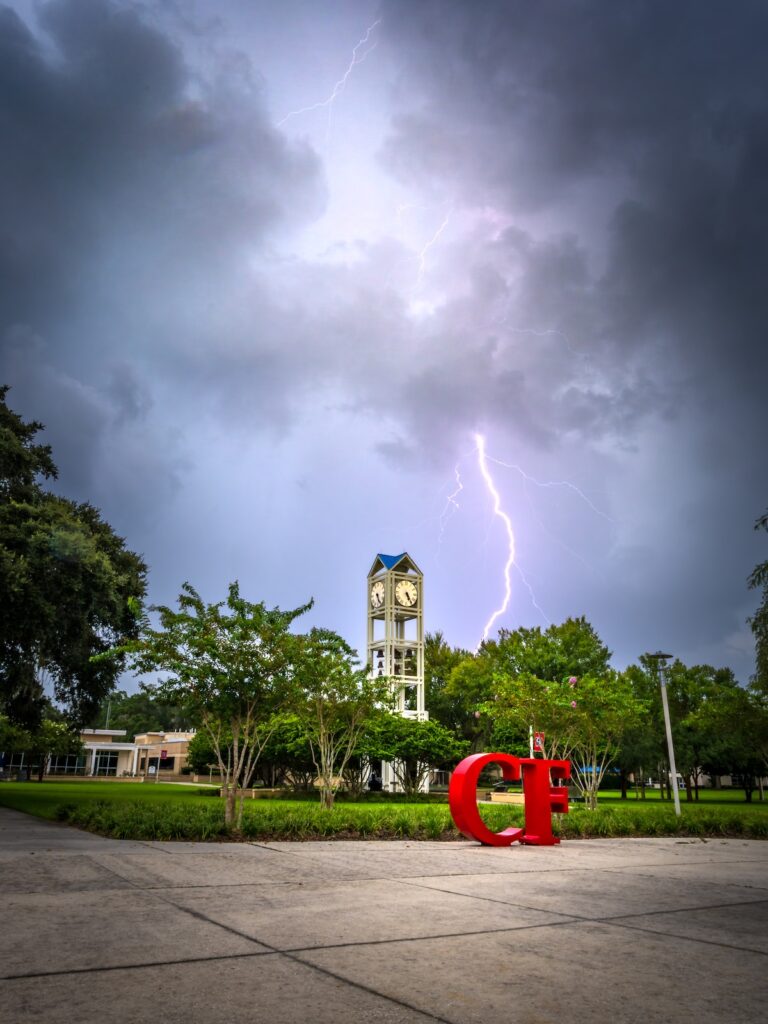 Lightning strikes over the College of Central Florida - Ocala-News.com