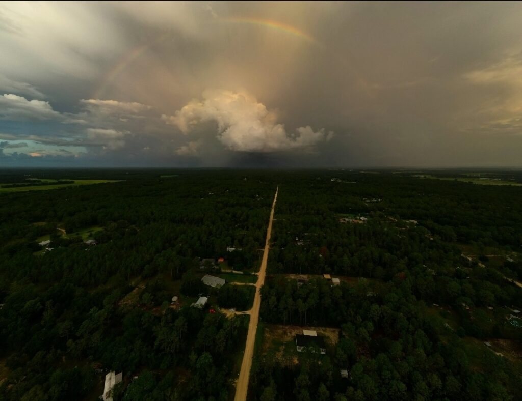 Drone shot of rainbow in Dunnellon - Ocala-News.com