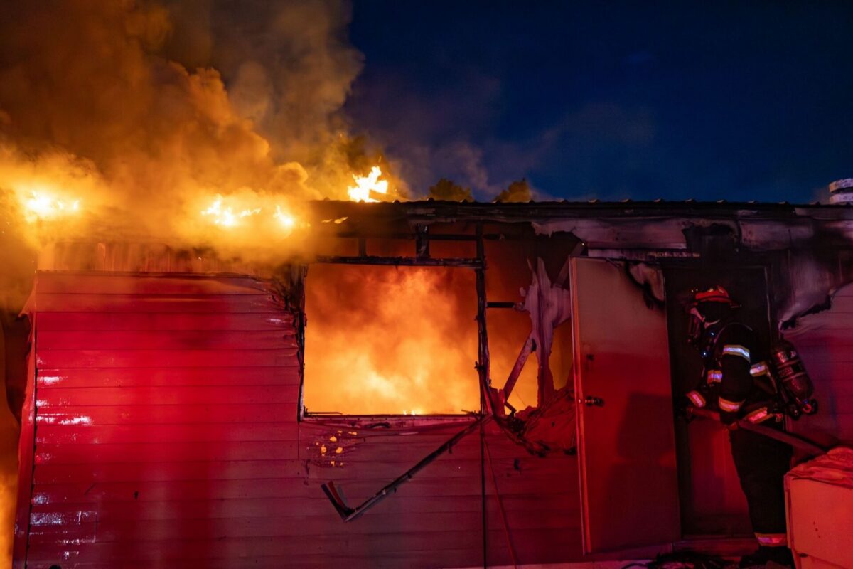 Marion firefighters battle 30-foot flames at mobile home and RV fire ...