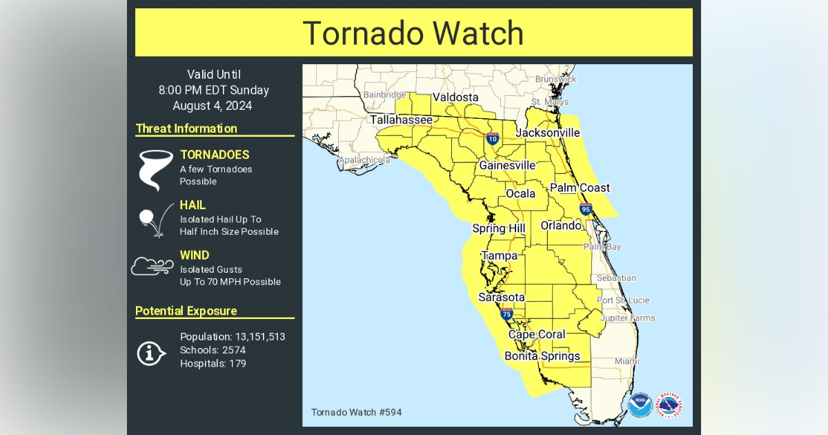 Tornado Watch issued for Marion County as Tropical Storm Debby ...