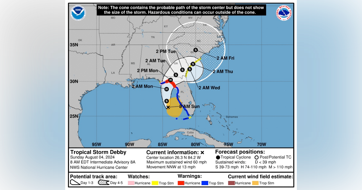 Tropical Storm Debby tracking north of Marion County as officials urge ...